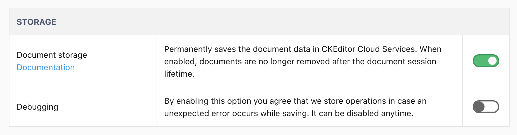 Document storage - Cloud Services Documentation